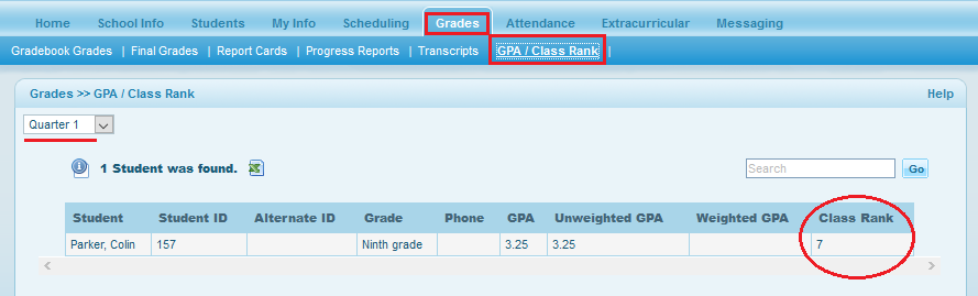GPA/ Class Rank List – OS4ED