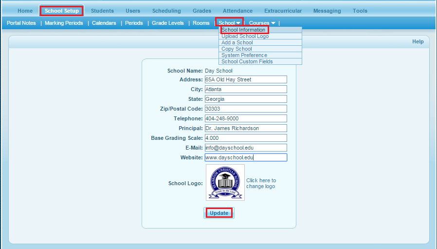 School Information & Uploading School Logo – OS4ED